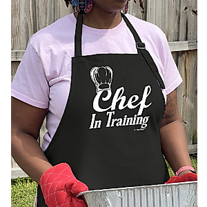 ThisWear Chef in Training Funny Apron for Kitchen Two Pocket Apron Black