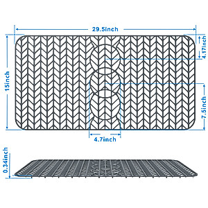 Kitchen Sink Mats Can be Sheared, JIUBAR 29.5"X15" sink protectors for kitchen sink with Rear Drain or Center Drain for Bottom of Farmhouse Stainless Steel Porcelain Sink