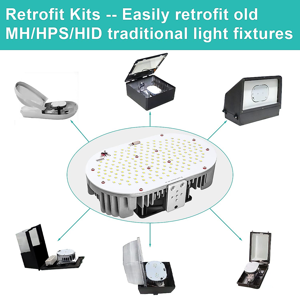 OSTEK 120W LED Shoebox Retrofit Kits, Replace 550W MH/HPS/HID Bulbs- 16,200LM 5000K E39 Mogul Base Retrofit Lights for Parking Lot Shoebox Light, Street Lighting, MEANWELL Driver, DLC&ETL Certified