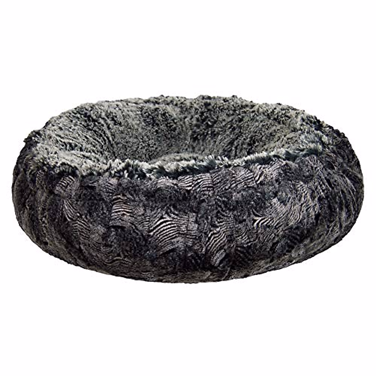 Bessie and Barnie Midnight Frost/Arctic Seal Luxury Shag Ultra Plush Faux Fur Bagelette Pet/Dog Bed (Multiple Sizes)
