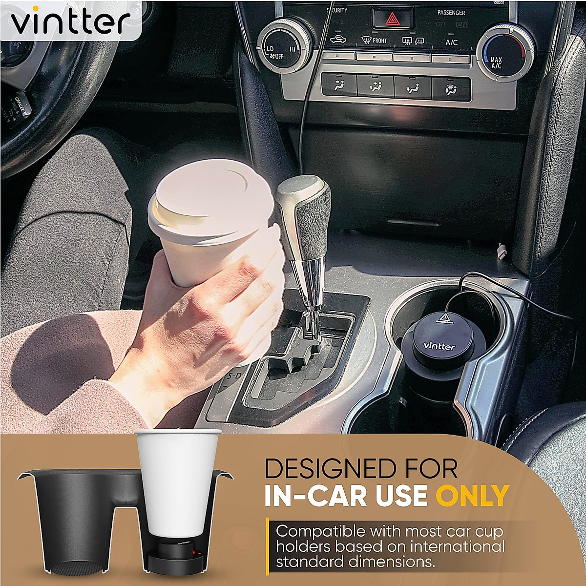 Vintter Car Cup Warmer for Paper Cups (REDESIGNED), PerfectGift, Coffee Mug Warmer, Coffee Cup Warmer, Cup Warmer for Car, Coffee Warmer for Car, Car Accessories