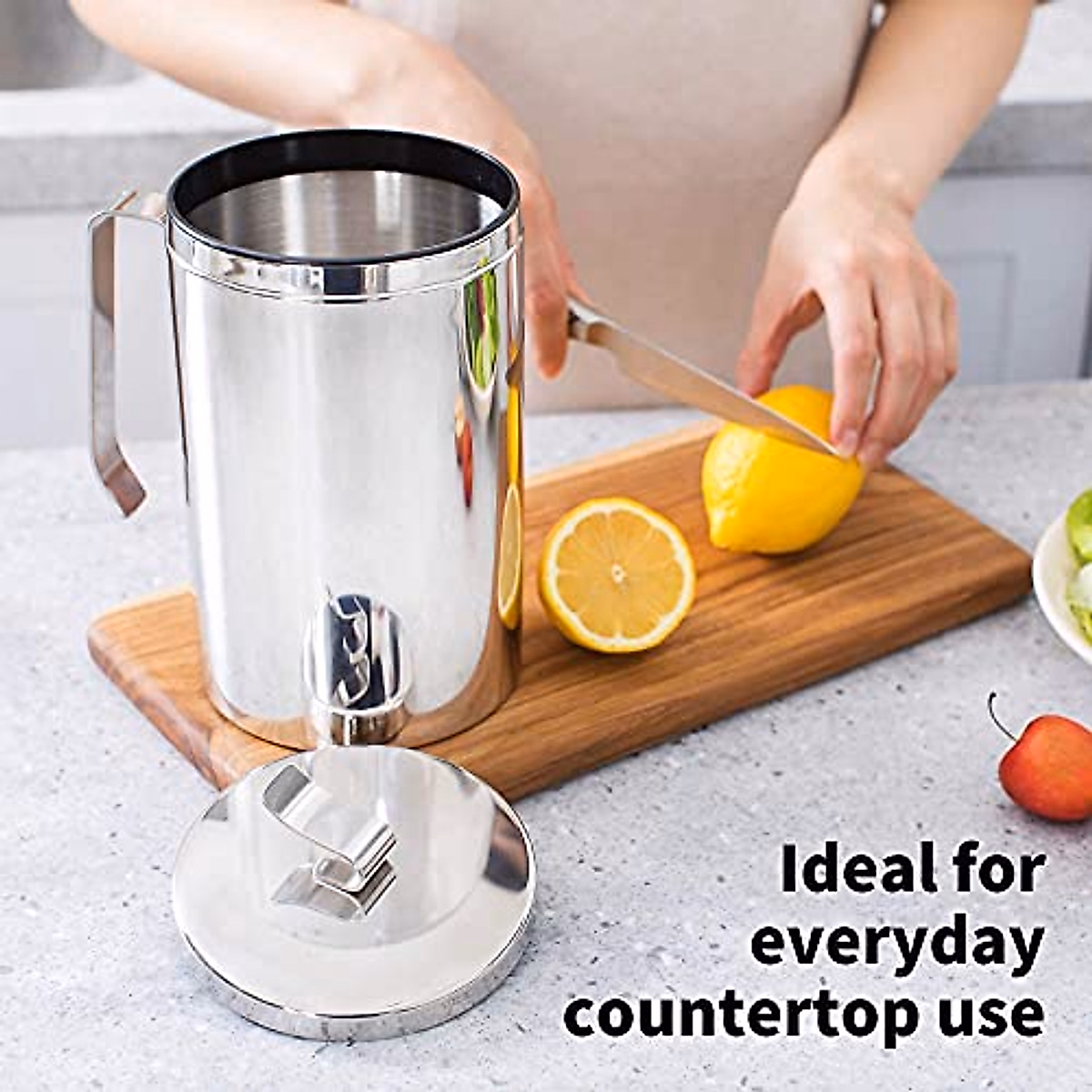 JOE&LEAH Kitchen Stainless Steel Compost Bin (0.52 Gallon) - Premium 304 Rust-Resistant Composter countertop bin with Metal lid Bucket Pail Indoor Outdoor Table Food Waste Scrap Mini Small Large Bag