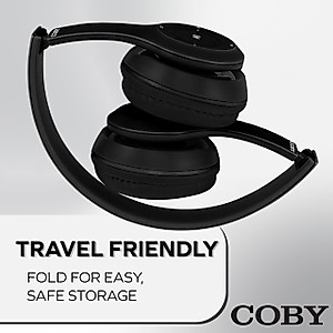 Coby Bluetooth Headphones, Wireless Headphones with Mic Built-in, AUX, Hands-Free Calling, Over-Ear Foldable Headset, Rechargeable, 5-HR Play
