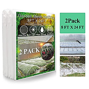 2 Pack Garden Netting 8 x 24Ft JORKING Plant Cover Ultra-Fine Garden Mesh Netting Protection from Mosquito Bird Pest Barrier Net Row Cover Protection for Plant, Fruit, Vegetable and Flowers