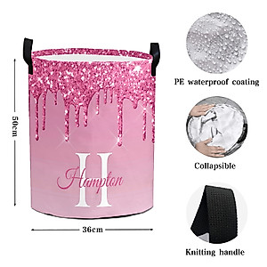 Personalized Baby Laundry Basket with Name for Boy Girl Custom Laundry Hamper with Handle Toys Organizer Clothes Storage for Bedroom Living Room(Monogrammed)