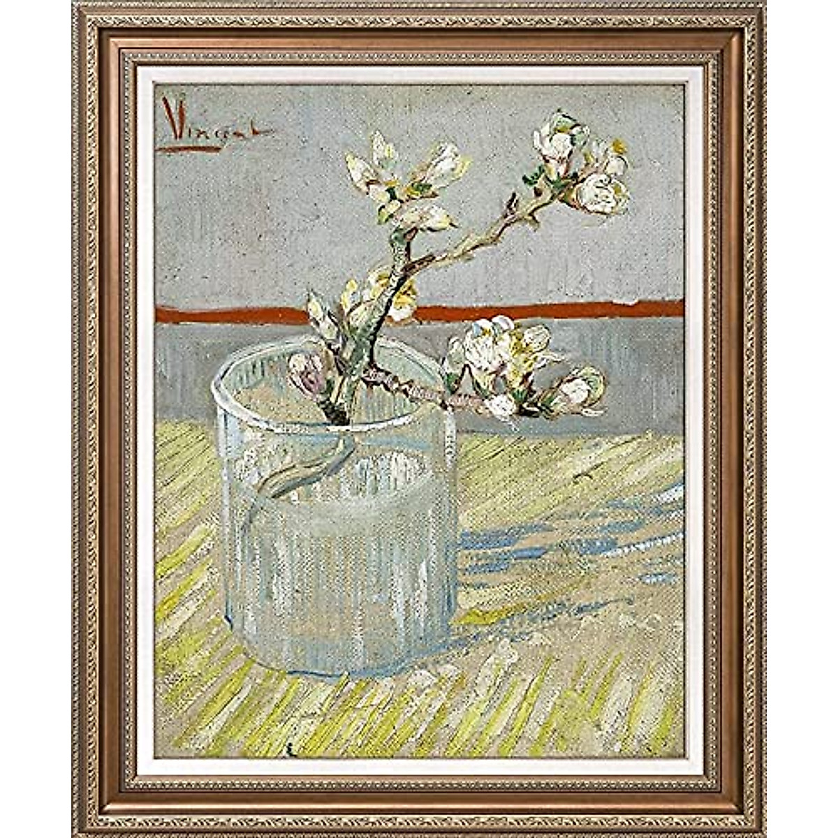 Dimensean Stamped Cross Stitch Kits Full Range of Embroidery Patterns Starter Kits for Beginners Adult or Kids DIY Cross Stitches Needlepoint Kits 11CT-Apricot Flower in Van Gogh Cup 15.7x19.7 inch