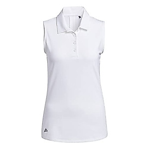 adidas Golf Women's Ultimate365 Primegreen Sleeveless Polo Shirt, White, Extra Large