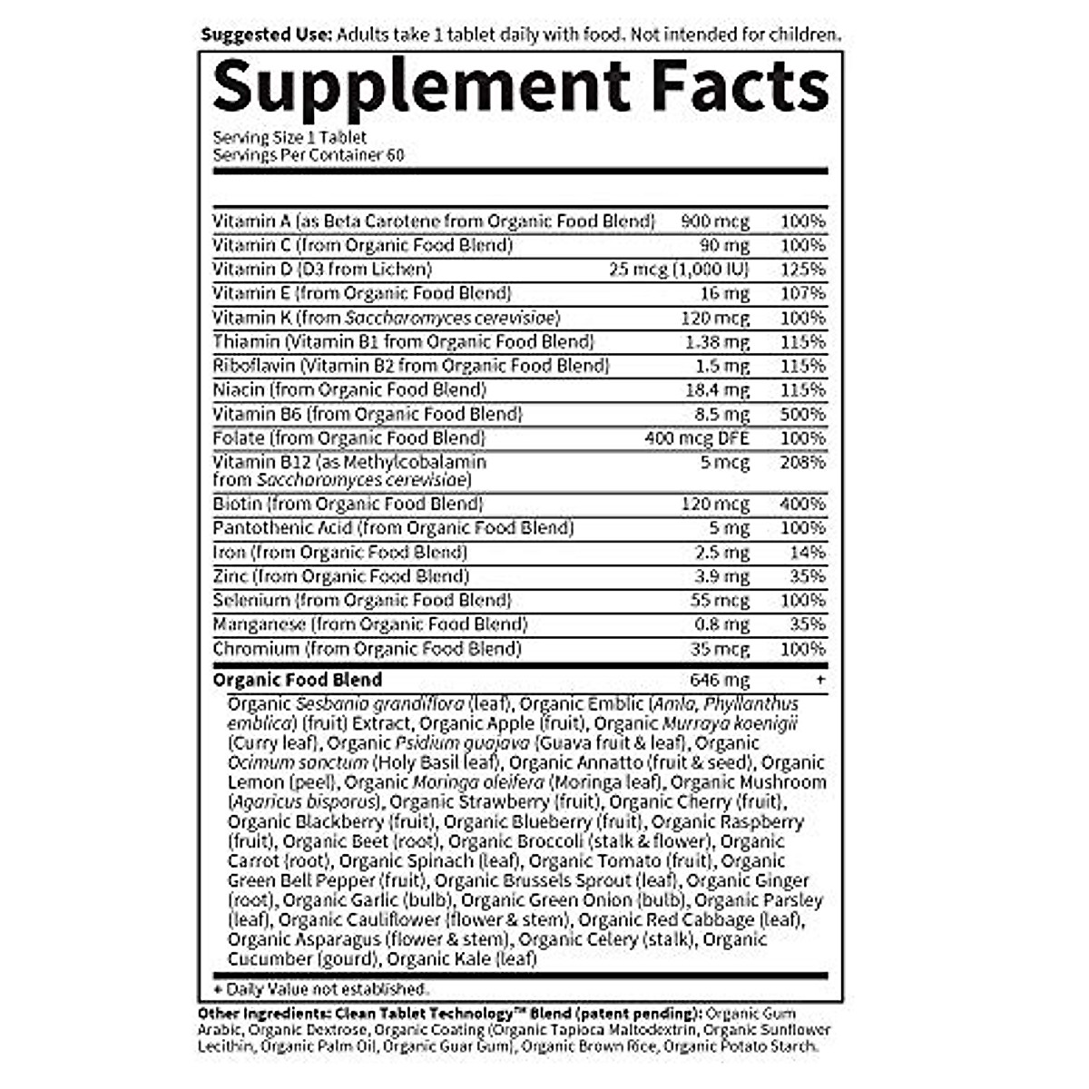 Garden of Life Organics Multivitamin for Women - Women's Once Daily Multi - 60 Tablets, Whole Food Multi with Iron, Biotin, Vegan Organic Vitamin for Women's Health, Energy Hair Skin and Nails