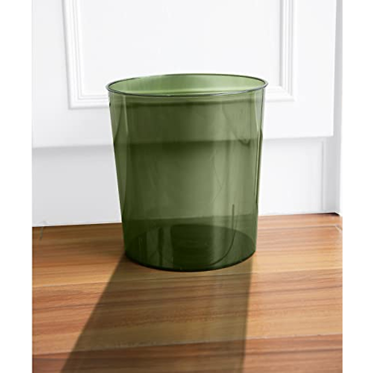 Clear Small Trash Can Wastebasket 1.5 Gallon Plastic Garbage Can Container Bin for Bathroom, Kitchen, Office, Bedroom, Home and Dorm Room Essentials (1.5 Gallons, Clear Green)