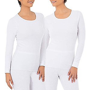 Fruit of the Loom womens Micro Waffle Premium Thermal Underwear Tee Shirt Pajama Top, White/White, Large US
