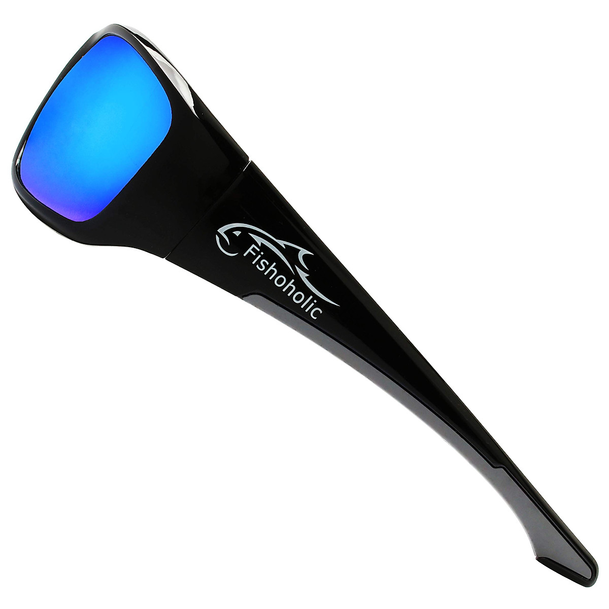 Fishoholic Pro Series Polarized Fishing Sunglasses w' Rubber Accents - Free Case & Pouch - UV400 Sun Protection - Fishing Gift (GB-BLU-gry)