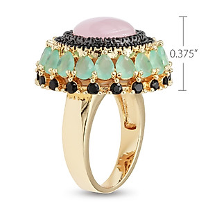 Lavencious Rose Quartz Vintage Luxury Design Ring AAA Cubic Zirconia Ethnic Jewelry (RS2202-GD, 7)