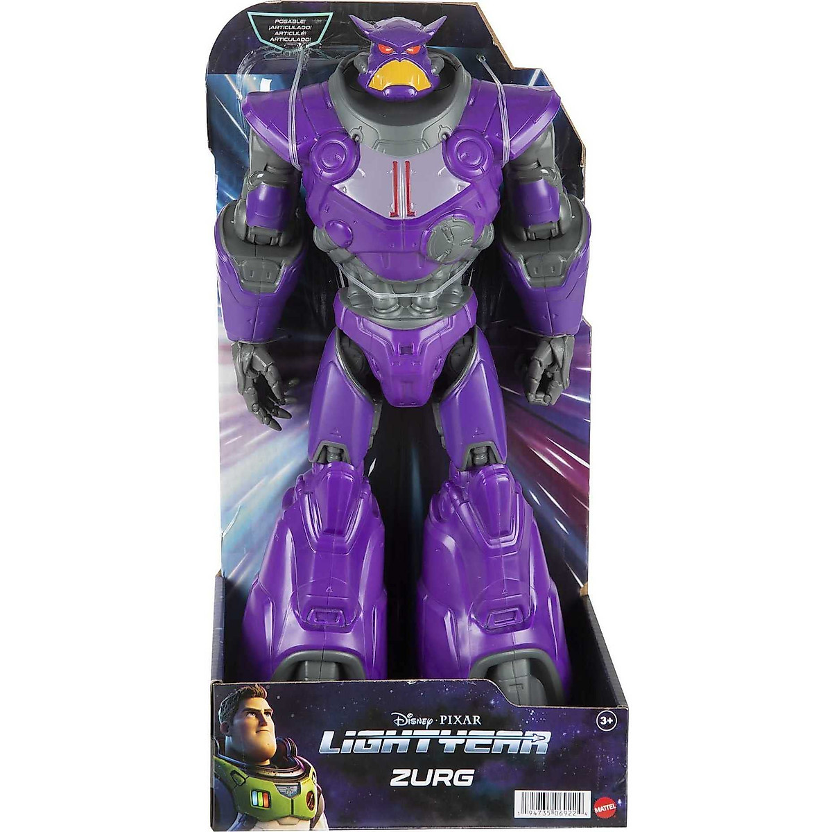 Mattel Disney Pixar Lightyear Large Scale Zurg Action Figure, 13.75 in Tall Authentic Movie Toy 11 Movable Joints, Collectible Gift for Kids 4 Years & Up