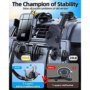 Upgraded Phone Mount for Car,[Easy One Touch Button] Car Phone Holder Mount for Dashboard Windshield Air Vent,Car Accessories for iPhone, All iOS & Android Cell Phone Gifts for Men