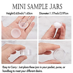 ZEJIA 3 Gram Sample Containers with Lids, 50 Count Tiny Sample Jars, 3ML Makeup Cosmetic Containers for Lip Balms, Lotion, Powder, Beauty Products(Clear Lids)