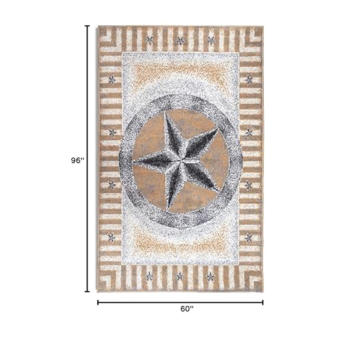 Furnish my Place Texas Star Rug - 5 ft. x 8 ft, Beige Rustic, Novelty Lone Star Rug with Border, Jute Backing