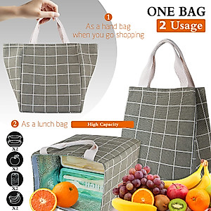 Daixers Lunch Bag Insulated Lunch Box for Women Men Kids,Reusable Adult Lunch Tote Bags for School, Work or Travel (Black Plaid)