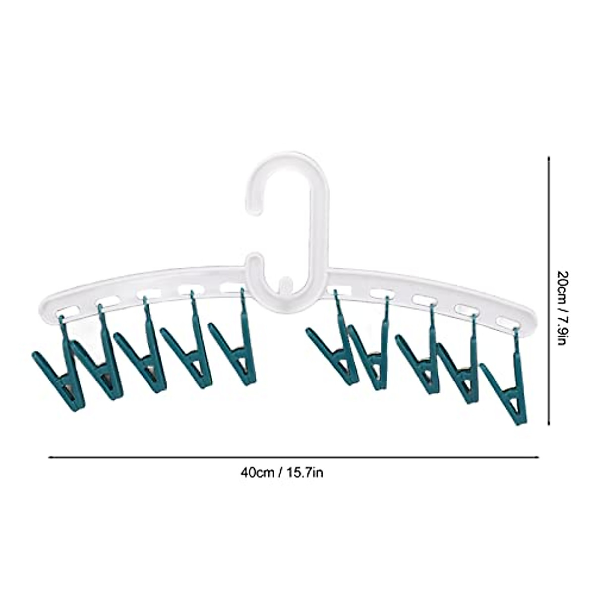 LiebeWH Plastic Sock Clips Drying Rack Portable Clothes Drying Hanger Windproof Straight Rod for Camping and Holiday (White and Green)