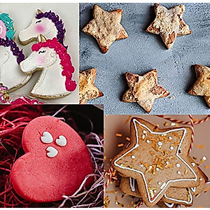 Iconikal Grip Cookie Cutters, Unicorn, Rainbow, Heart, Star, 4-Pack Set