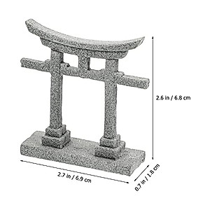 GANAZONO Japanese Shinto Torii Gate Aquarium Torii Miniature Ornament Tree Fish Tank Decoration Bridge Landscape Ornaments Grey