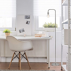 Globe Electric 67067 Holden 70" Floor Lamp, Brushed Steel, in-Line On/Off Foot Switch