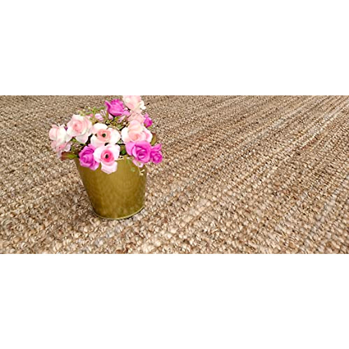 Natural Jute Boucle 6'x9' Doormat 6ft x 9ft 6x9, Hand Woven & Reversible for Living Room Kitchen Entryway Rug, Jute Burlap Braided Rag Rug, Farmhouse Rag Rug, Rustic Rug, Natural Look Rug