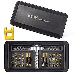 KER 30 in 1 T-Type Ratcheting Screwdriver Set with Magnetic Driver Kit - Versatile and Portable Tool Set for Daily Maintenance of Household Appliances, Bicycles, TVs, and Electric Sockets