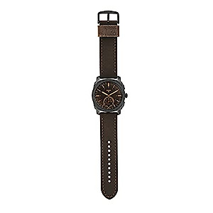 Fossil Men's 45mm Machine Stainless Steel and Leather Hybrid Smart Watch, Color: Black, Brown (Model: FTW1163)
