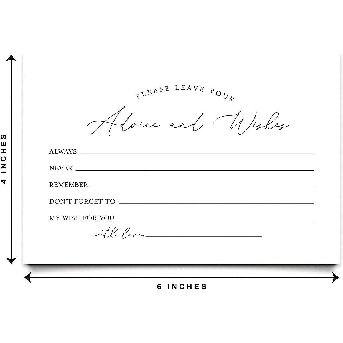 Bliss Collections Advice and Wishes Cards, Mad Libs Modern Calligraphy, Perfect for: Bridal Showers, Wedding, Baby Shower, Words of Wisdom for Bride and Groom, 4"x6" Cards (50 Cards)