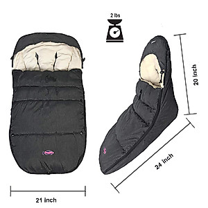 Waterproof Winter Stroller Footmuff,Universal Bunting Bag Compatible with All Strollers,Filled with 3D Cotton Toddler Stroller Winter Cover M6-4T,Beige