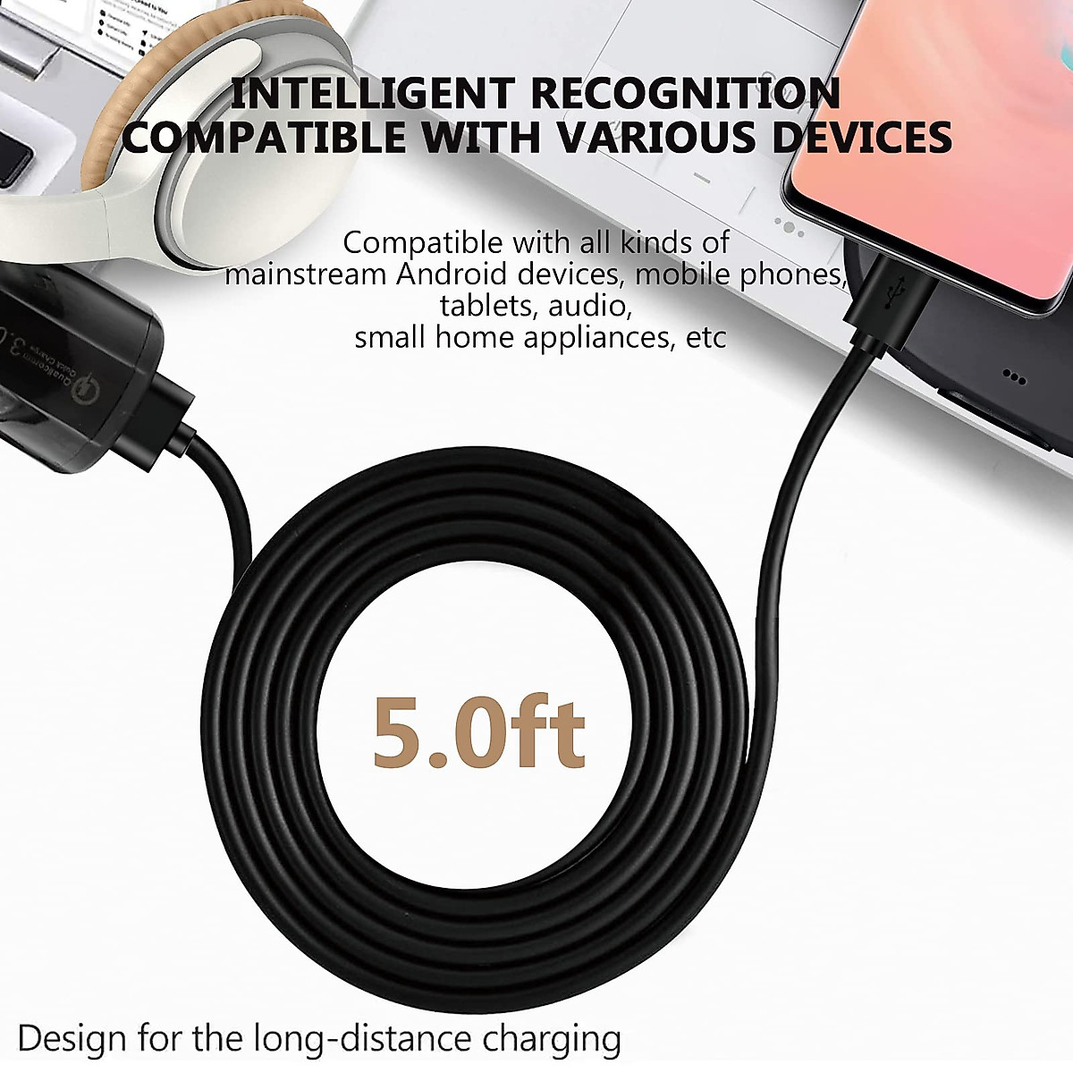 Fast Car Charger 5FT USB C Charging Cable Power Cord Wire Compatible for Remarkable 2 Paper Tablet, Onn Pro 8", Pro 10.1", ONN Surf 8” ONN Surf 10.1” Gen 2 Model & More USB-C Port Tablet Charger