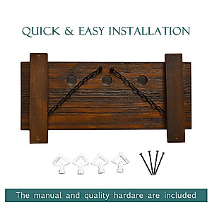 WELLAND Wall Mounted Wine Rack with Glass Holder, Floating Wine Shelf & Glass Rack Set for Home & Kitchen Decor, Rustic