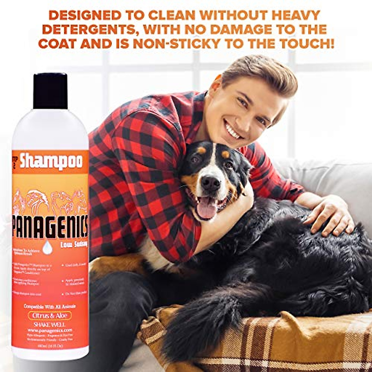 Panagenics | Pet Shampoo - Safe for ALL animals, Unscented, Contains Citrus and Aloe Active Ingredients - 16 ounce bottle