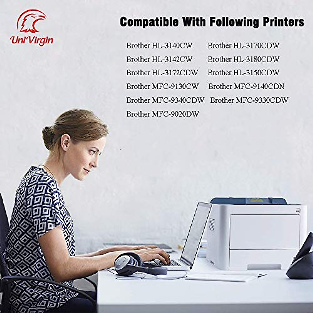 Compatible DR221 Black Drum Replacement for Brother DR221CL Black Drum Unit DR221CL-BK DR-221 Drum Compatible with HL-3140CW HL-3170CDW MFC-9130CW MFC-9330CDW MFC-9340CDW Printer by UniVirgin-1xBlack