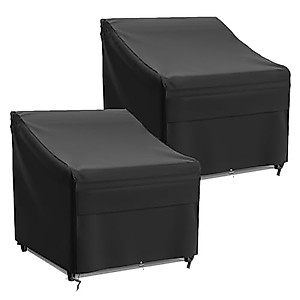 MR. COVER Heavy Duty 600D Patio Chair Covers, Ultimate Waterproof Outdoor Furniture Cover, 32W x 37D x 36H Inches, Classic Black (2-Pack)