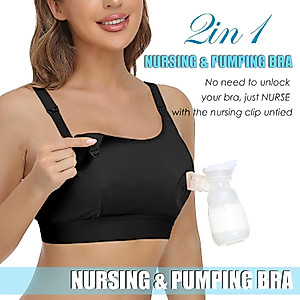 Hands Free Pumping Bra Hands-Free Breast Pump Bra Nursing Bras for Pumping Adjustable Breast-Pumps Holding and Nursing Bra (Black, Large)