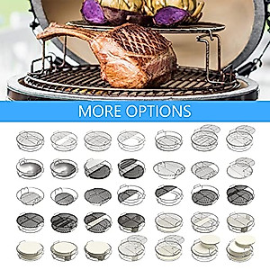 Burly grill Eggspander Kit for Large Big Green Egg, Eggspander 5 Piece Kit Conveggtor Basket Stainless Steel Grill Stack Rack with Removable Cooking System Expander Rack Replacement Kit