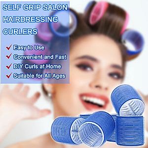 Hair Rollers, 12 Pack Self Grip Salon Hairdressing Curlers, DIY Curly Hairstyle,Colors May Vary, Large