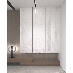 White/Gray Glossy Marble Contact Paper Wallpaper 15.8"x78.7" Peel and Stick Wallpaper Self Adhesive Thick Removable Waterproof DIY Vinyl Film for Kitchen Countertops Cabinet Furniture Refurbishment