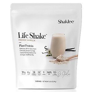 Shaklee Life Shake™ Plant Protein French Vanilla - Complete Meal Replacement with 20g Protein, 6g Fiber, 24 Vitamins & Minerals - Supports Satiety & Healthy Weight - Non-GMO - 14 Servings