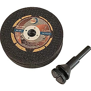 WA 12PACK - 3"x.045"x3/8" Thin Cut Off Disc, Die Grinder Tool Accessories Cutting Wheel and Mounting Mandrel Kit, 3 inch Cutoff 3/8 in Arbor for Metal, Steel, Stainless, Wood (12 Discs + 1 Mandrel)