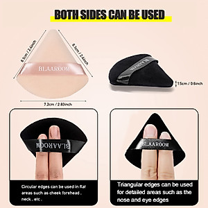 4+1 Pcs Velour Triangle Powder Puff and Kabuki Foundation Brush for Face Makeup Eyes Contouring Bod for Mixed Liquid Cream Flawless Loose Powder Cosmetic Foundation Makeup Tool Black & Nude
