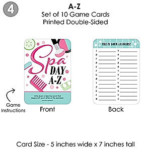 Big Dot of Happiness Spa Day - 4 Girls Makeup Party Games - 10 Cards Each - Gamerific Bundle