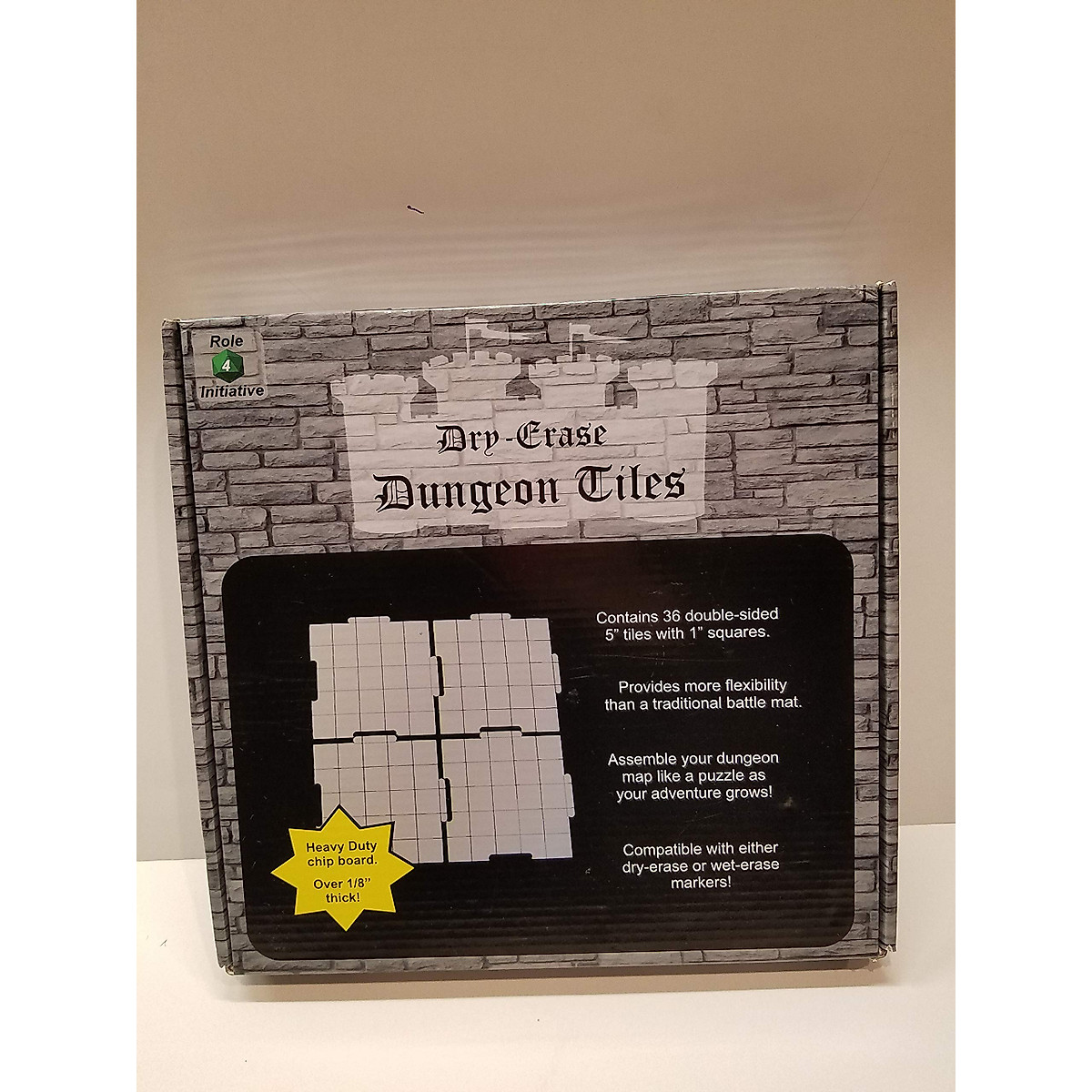 Dry Erase Dungeon Tiles, Shapes, and Sizes White Thirty-Six 5" Squares