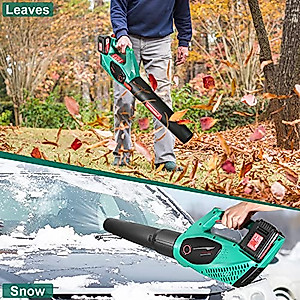 HYCHIKA 40V Cordless Leaf Blower Brushless,453CFM 131MPH Variable Speed 22500RPM,Electric Leaf Blower+2PCS 4.0Ah Li-ion Batteries & Charger,Handheld Sweeper for Blowing Leaves,Dust,Debris,Snow Blower