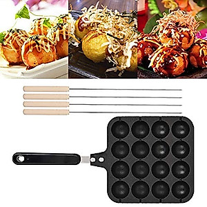 Takoyaki Grill Pan Plate,Cooking Baking Mould Tray Cast Aluminum Non Stick Japanese Food Round Pancake