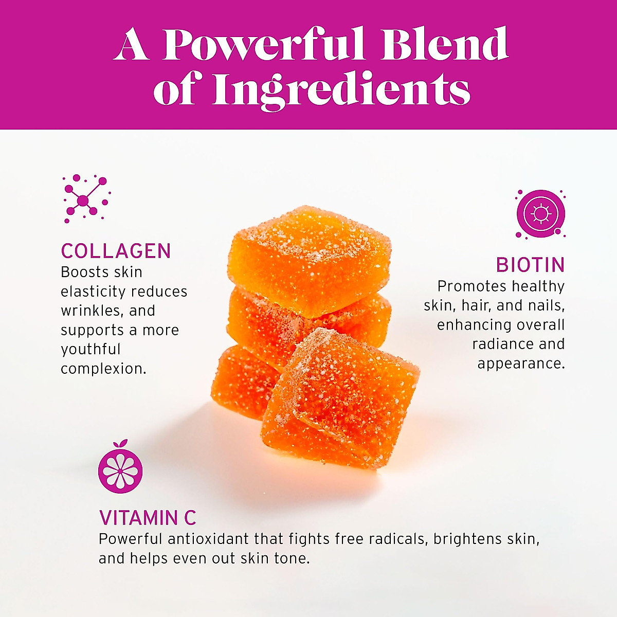 No BS Radiance Collagen Gummies with Biotin and Vitamin C for Skin, Nails and Hair (40 ct)