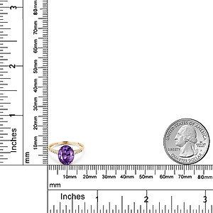 Gem Stone King 10K Yellow Gold 10X8MM Oval Gemstone Birthstone & White Diamond Engagement Ring | Yellow Gold Ring For Women | Available in Size 5-9