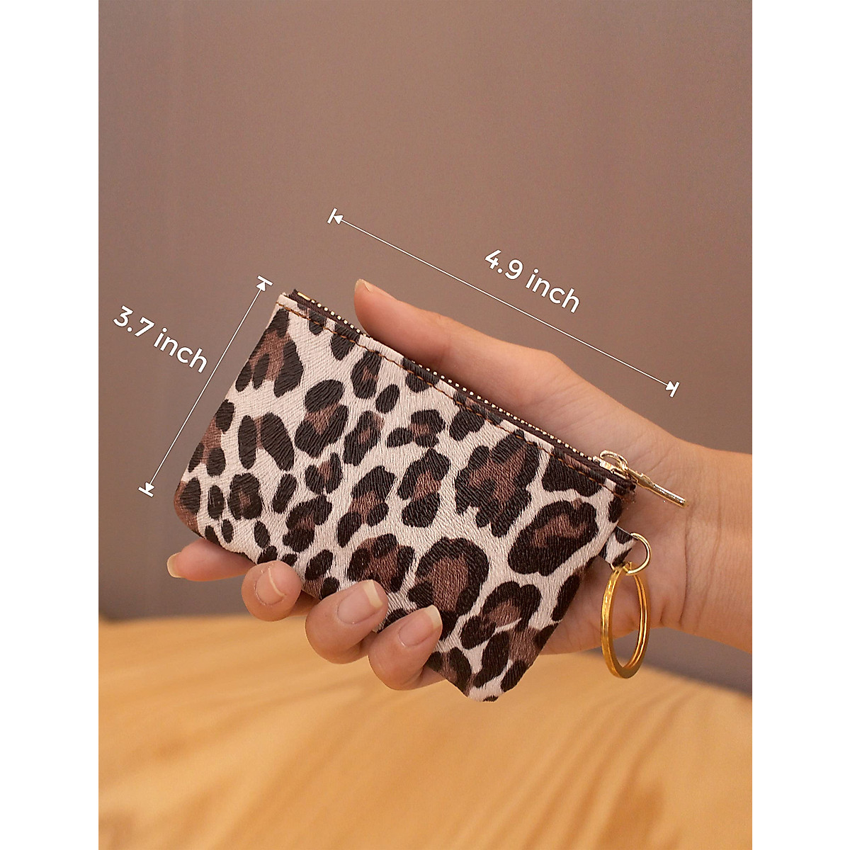 Heesch 2 Pack Mini Coin Purse Cheetah Change Purse Small Zipper Pouch Wallet for Women (Leopard & Ivory Leopard)