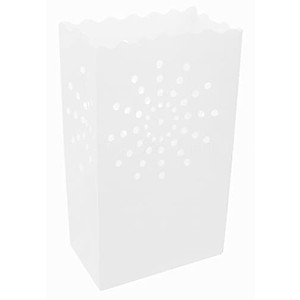 CleverDelights White Luminary Bags - 30 Count - Sunburst Design - Wedding Party Christmas Holiday Luminaria